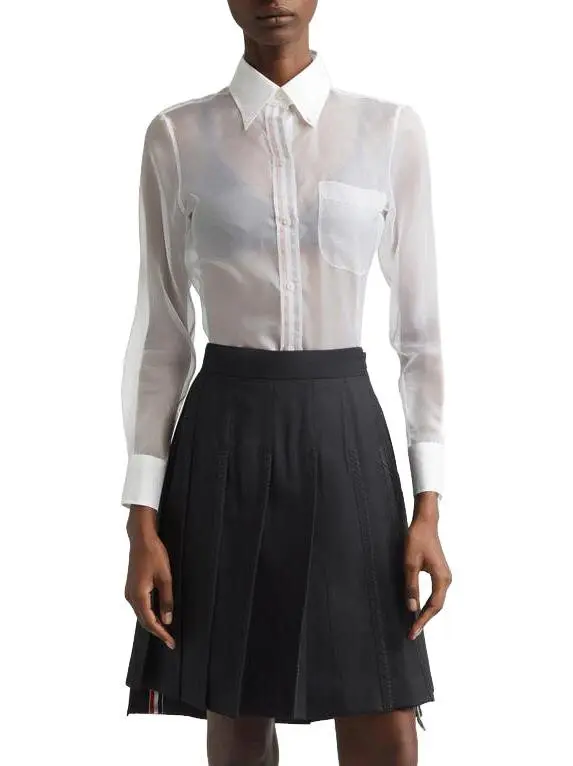 Thom Browne Silk Organza Button-up Shirt - White