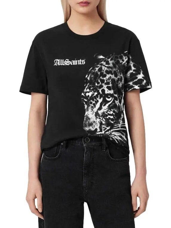 ALLSAINTS Zaya Printed Boyfriend T-shirt - Black