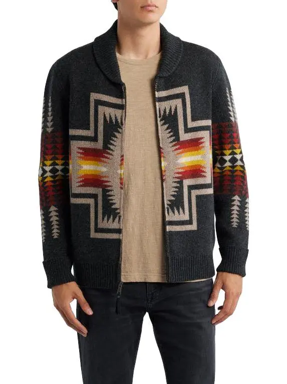 Pendleton Harding Zip Lambswool Cardigan - Harding Oxford