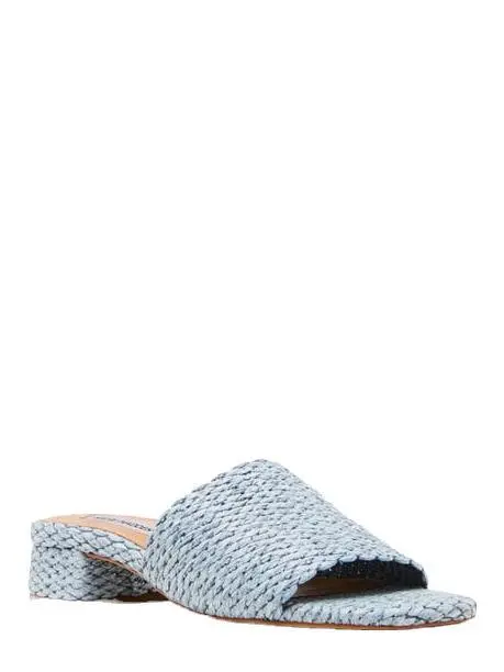 Steve Madden Montgomery Block Heel Sandal - Blue Raffia