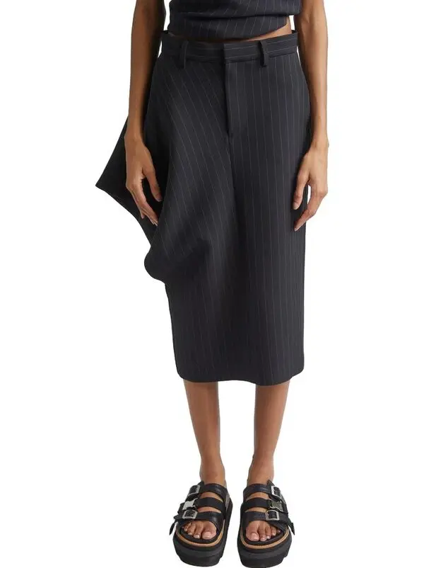 Sacai Pinstripe Twill Skirt - Black Stripe