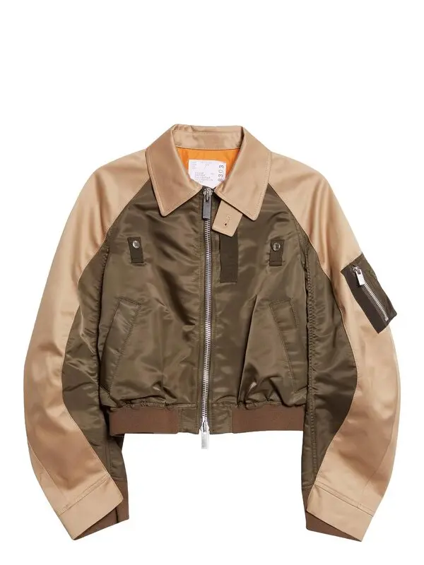 Sacai Cotton Chino X Nylon Twill Jacket - Dark Khaki/beige