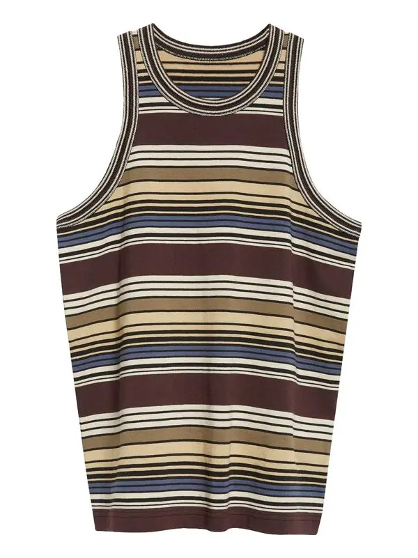 Sacai Horizontal Stripe Tank - Brown/beige