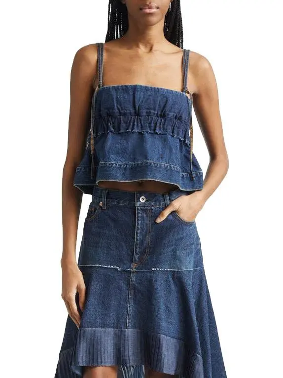 Sacai Crop Denim Camisole - Blue