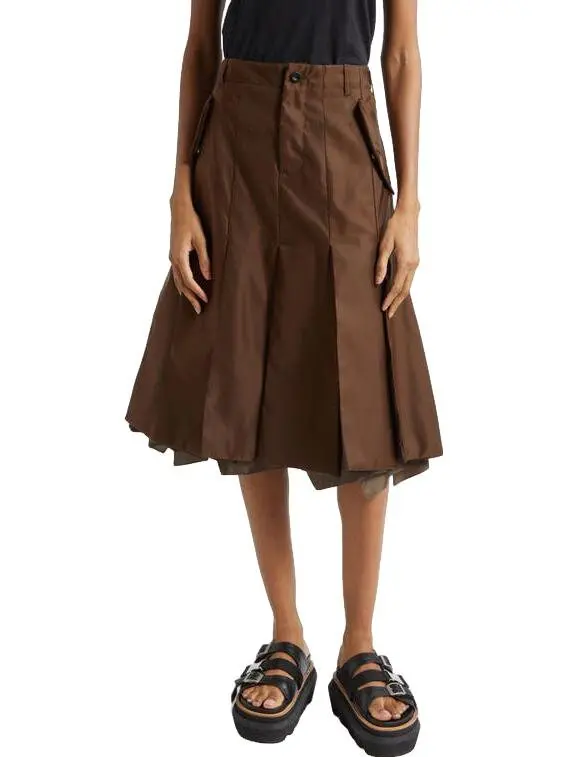 Sacai Nylon Twill Skirt - Brown