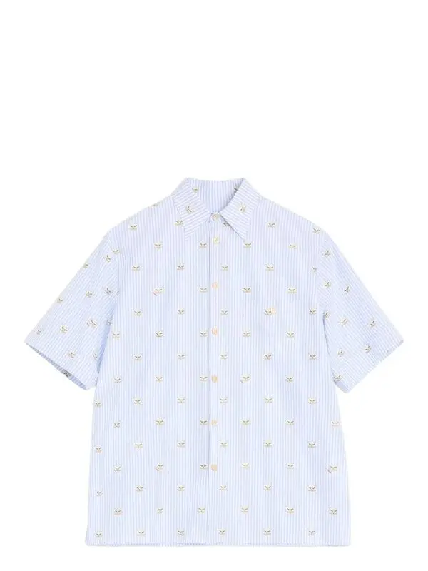 Valentino Garavani Oxford Shirt With Le Chat De La Maison - Azure/white