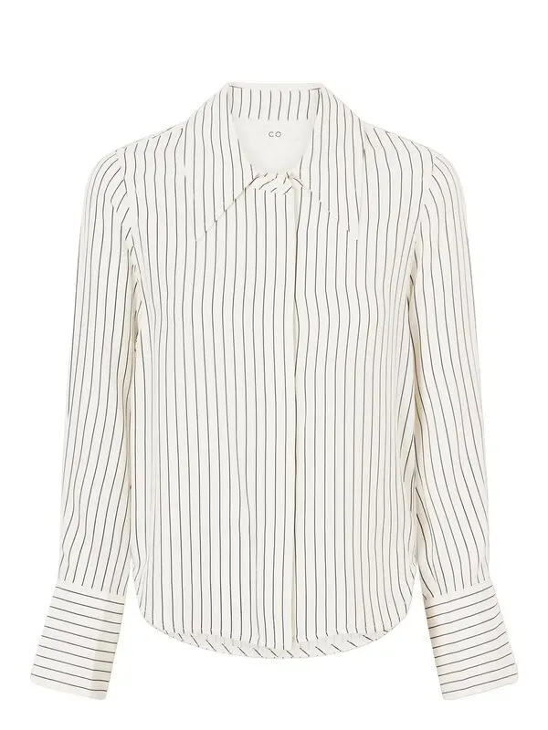 Co Striped Silk-satin Shirt - White