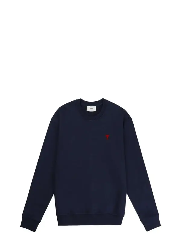 Ami Cotton Sweatshirt With Embroidery - Blue