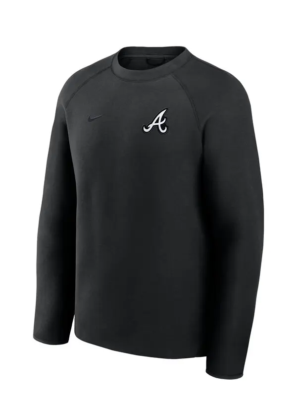 Nike Atlanta Braves Tech Fleece Mlb Pullover Crew - Black