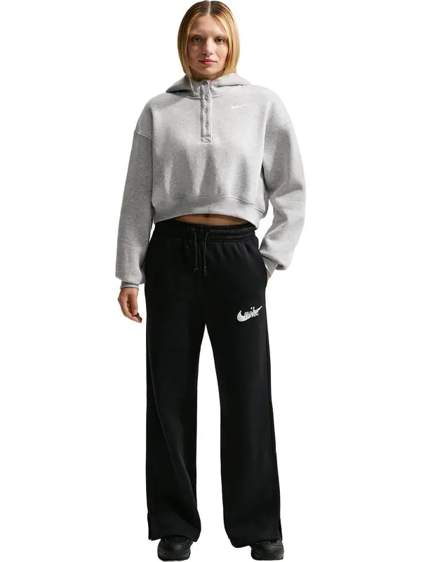 Nike Sportswear Phoenix Fleece High-waisted Wide-leg Logo Pants - Black
