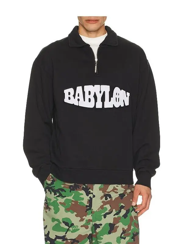 BABYLON Half Zip Pullover Sweater - Black