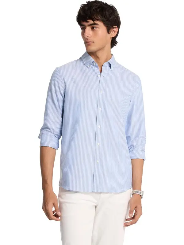 Michael Kors Classic-fit Striped Cotton Shirt - Blue