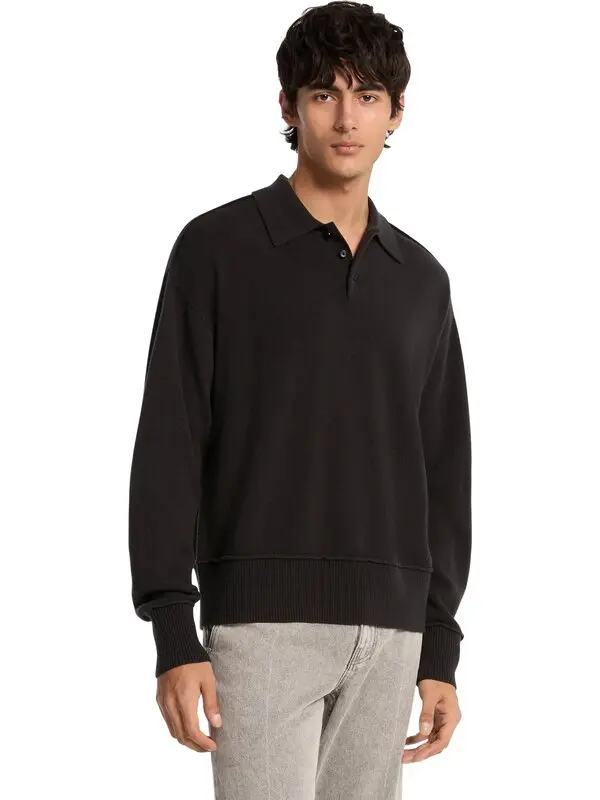 Michael Kors Merino Wool Polo Sweater - Black
