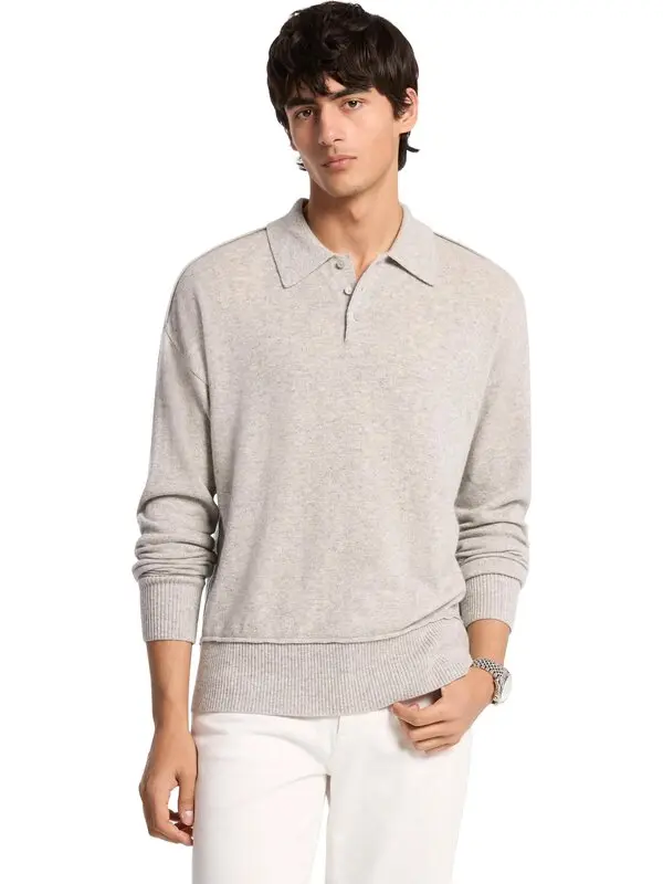 Michael Kors Merino Wool Polo Sweater - Brown