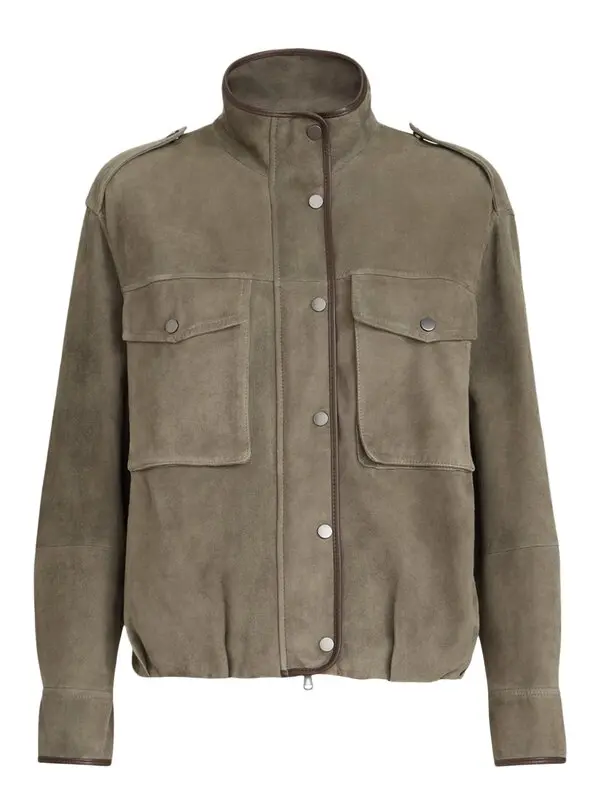 Brunello Cucinelli Suede Relaxed Jacket - Brown