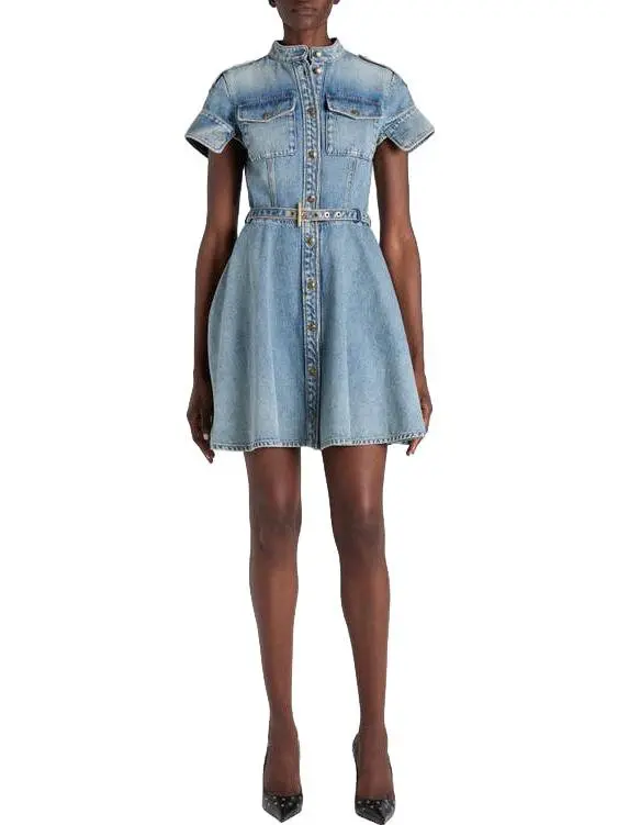 Alexander McQueen Belted Denim Shirt Dress - Royal
