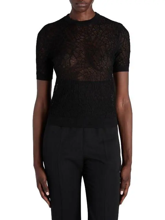Alexander McQueen Spider Lace Cotton & Silk Jacquard Sweater - Black