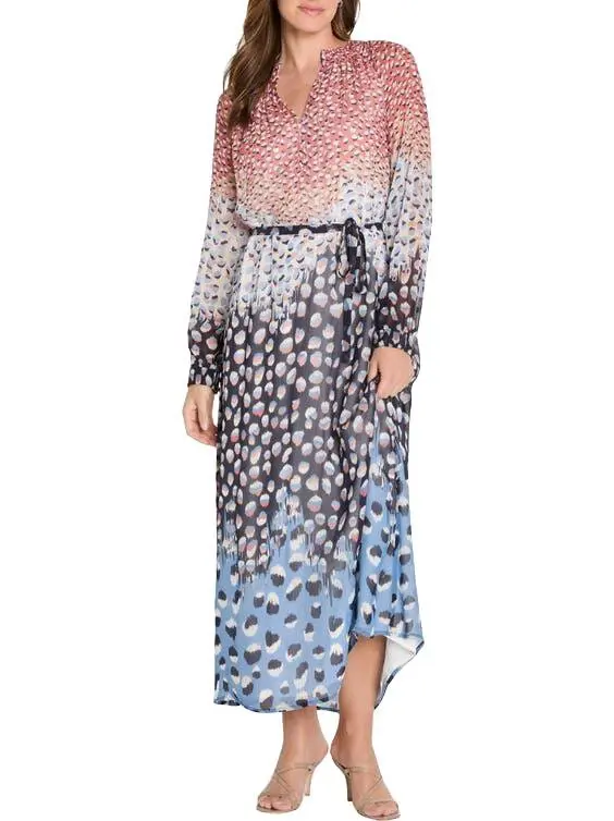 NIC+ZOE Long Sleeve Maxi Dress - Blue Multi