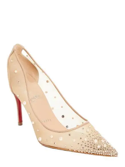 CHRISTIAN LOUBOUTIN Miss Z Degrastrass Perla Pointed Toe Pump - Version Blush