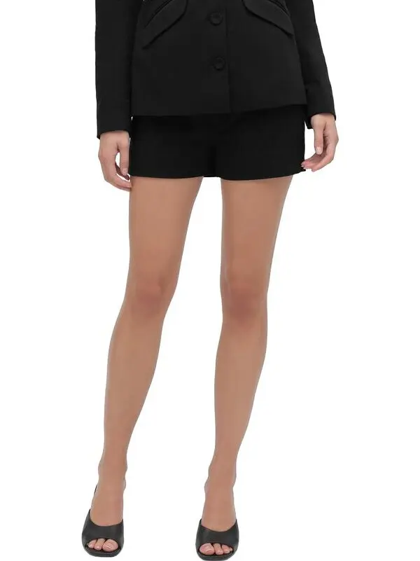 FAVORITE DAUGHTER Stretch Cotton Blend Twill Shorts - Black