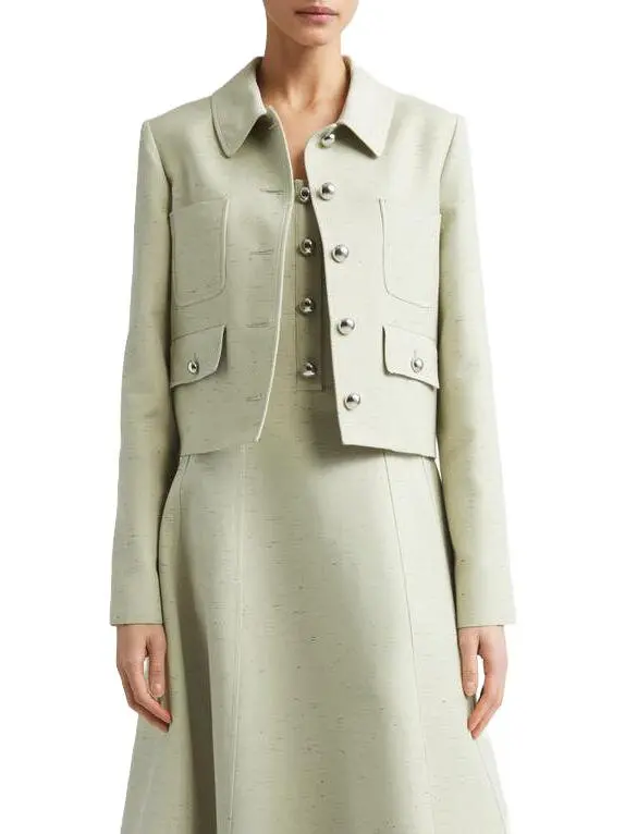 Altuzarra Astley Cropped Cotton-blend Jacket - Green Lily