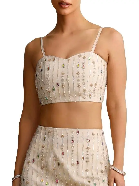HOLICHIC Isha Beaded Crop Camisole - Ivory