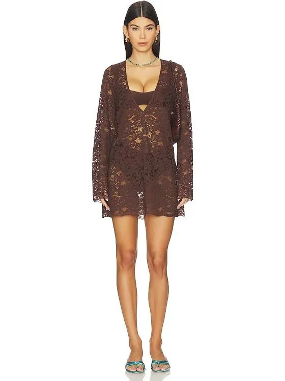 SHANI SHEMER Rebecca Mini Dress - Espresso