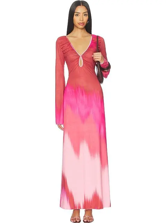 Eywasouls Malibu Diana Bell Maxi Dress - Pink Colorflow