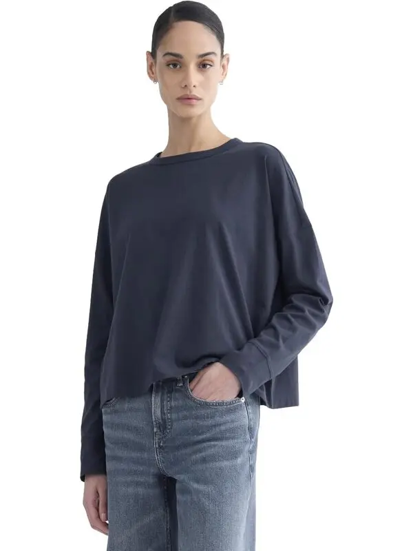 Everlane Oversized Boxy Crew Neck Cotton Sweater - Deep Navy