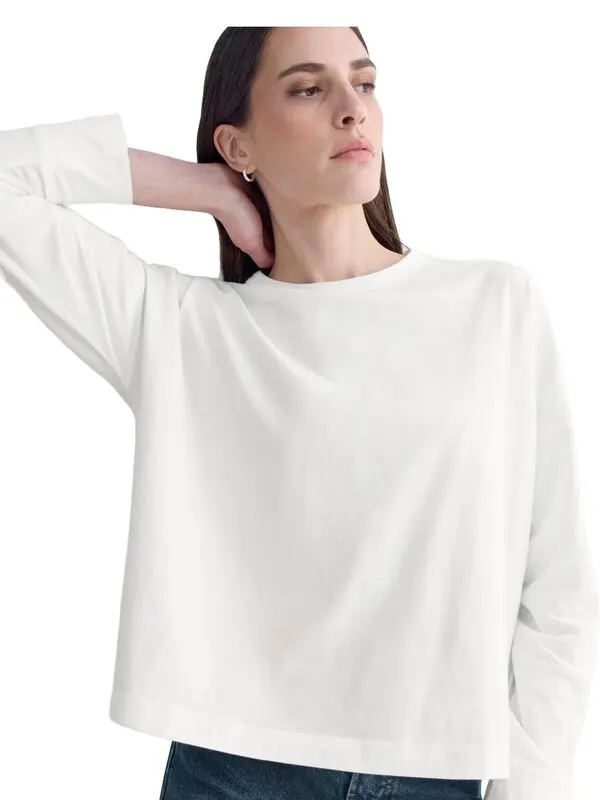 Everlane Oversized Boxy Crew Neck Cotton Sweater - White