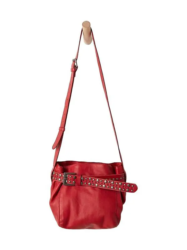 Free People Embellished Belt Bucket Bag - Red