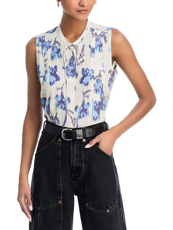 Rag & Bone Arden Sleeveless Blouse - Ivory Floral