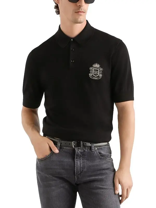 Dolce & Gabbana Logo Emblem Polo Shirt - Black