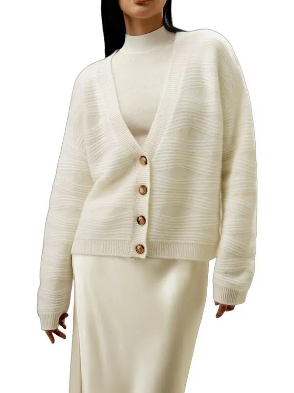 Lilysilk Water Ripple Cashmere Cardigan - White