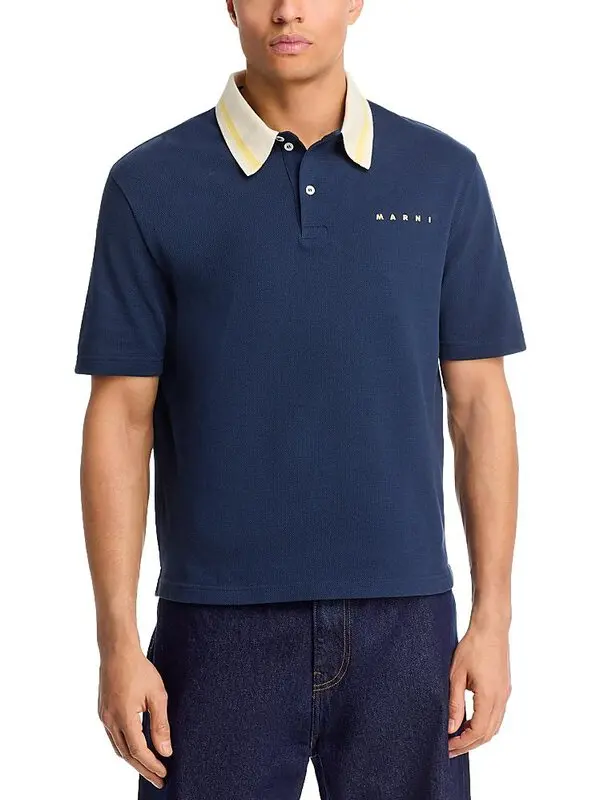 Marni Contrast Collar Polo - Blue