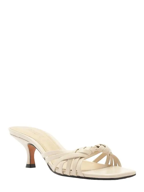 Schutz Tara Mid Heel Sandals - Sugar White