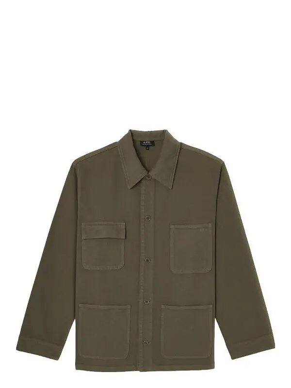 A.p.c. A. P.c Veste Chemise Button Front Overshirt - Gray Green