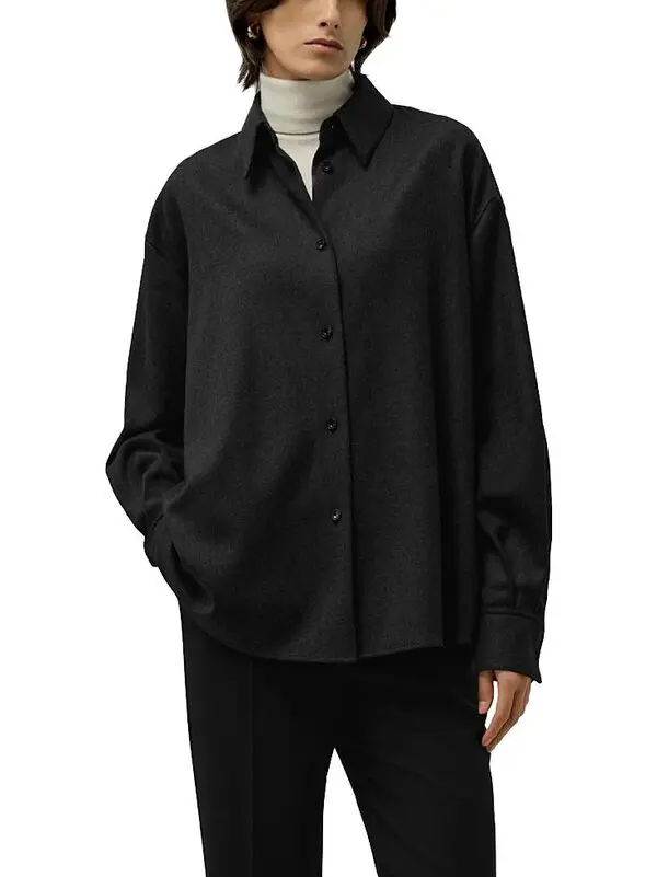 Lilysilk Silk-wool Oversized Shirt - Thunder
