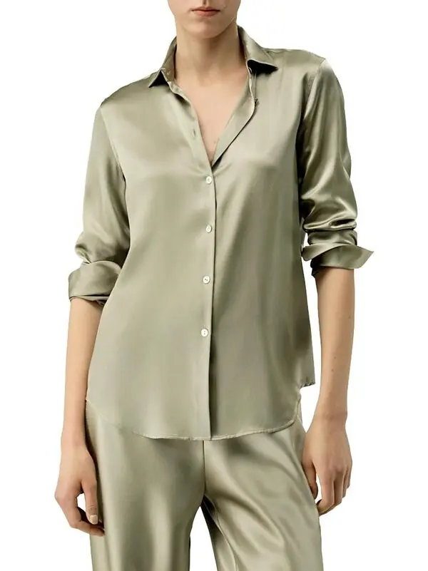 Lilysilk Timeless Silk Charmeuse Shirt - Artichoke