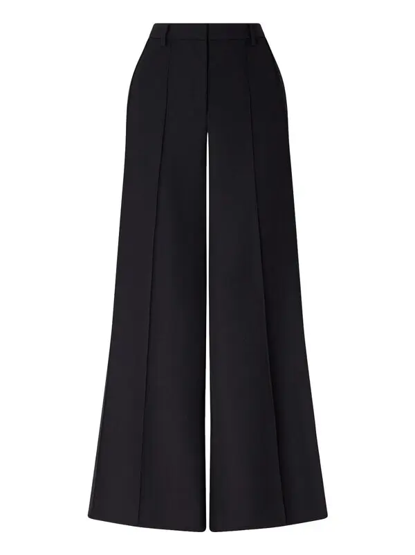 TWP Bond St. Wool Wide-leg Trousers - Black
