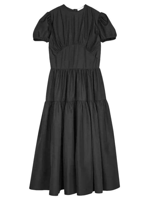 Cecilie Bahnsen Cilia Gathered-detail Midi Dress - Black