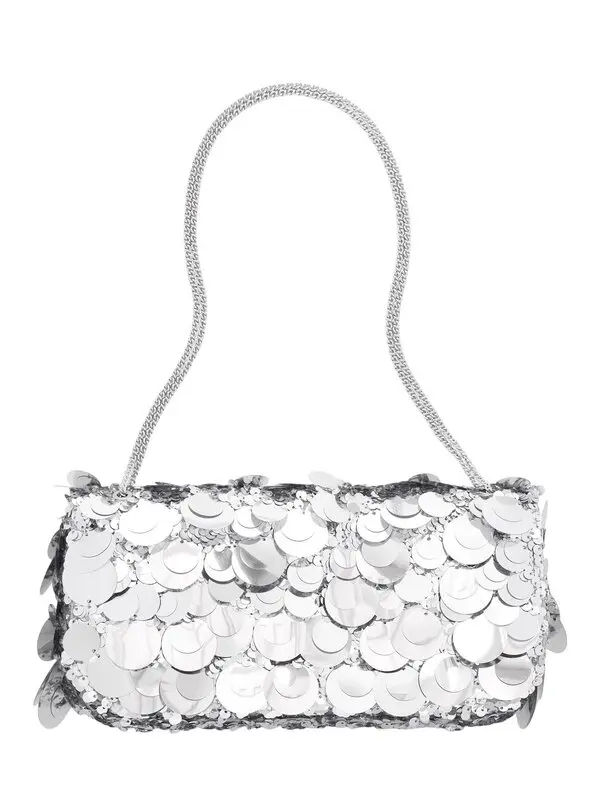 Rabanne Sequined Metallic Leather Shoulder Bag - Silver