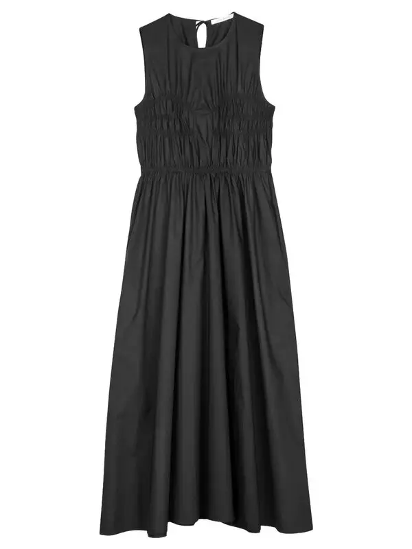 Cecilie Bahnsen Christy Gathered-detail Midi Dress - Black