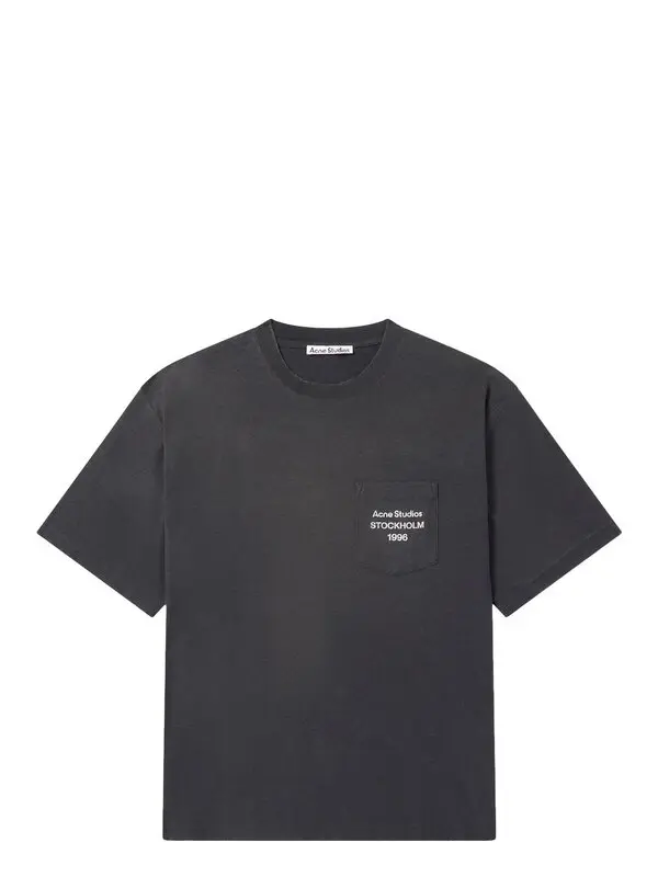 Acne Studios Exford U Oversized Logo-print Distressed Cotton-jersey T-shirt - Black