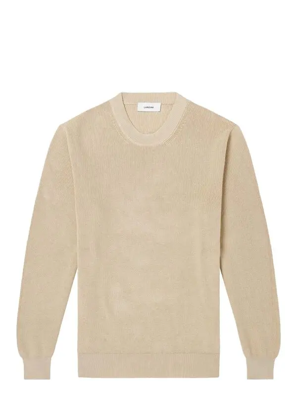 LARDINI Cotton Crewneck Sweater - Neutrals