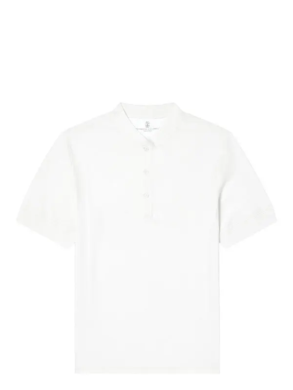 Brunello Cucinelli Cotton And Silk-blend Henley T-shirt - White