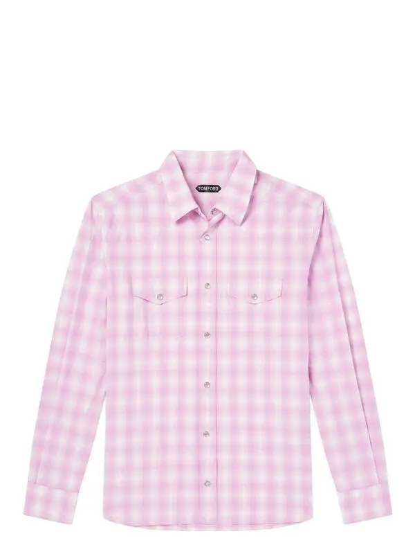 TOM FORD Checked Cotton-poplin Shirt - Pink