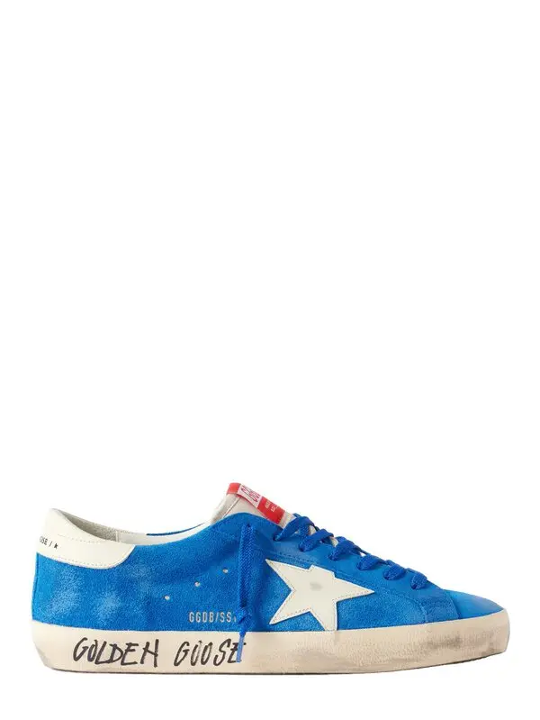 Golden Goose Super-star Distressed Sneakers - Blue