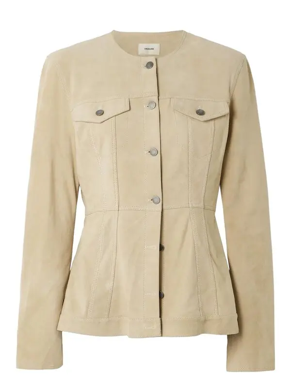 HAIKURE Temple Paneled Suede Jacket - Neutrals