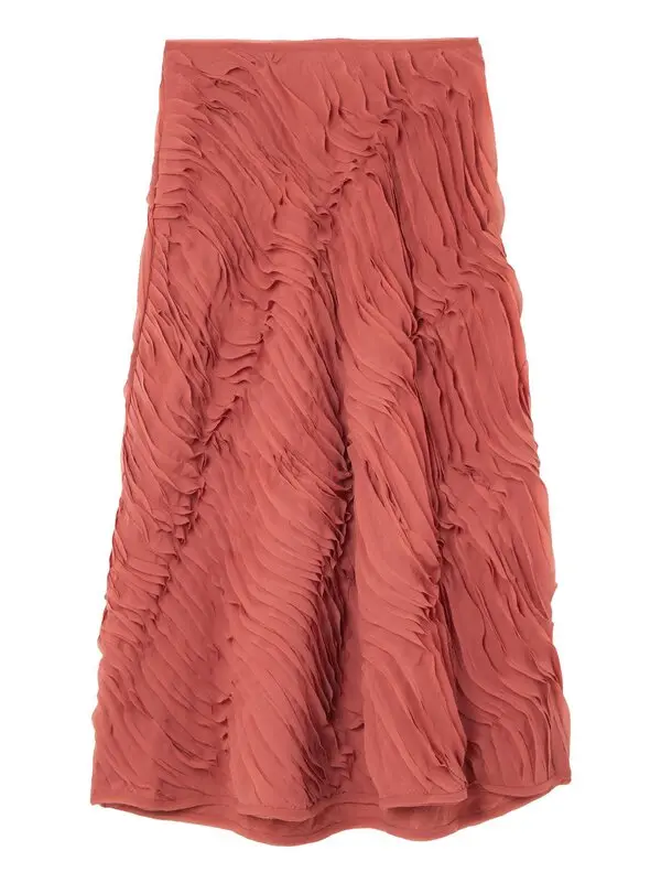 Ulla Johnson Amiko Ruffled Chiffon Midi Skirt - Brown
